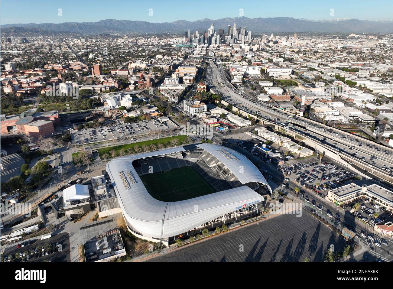 A general overall aerial view of BMO Stadium, formerly Banc of ...