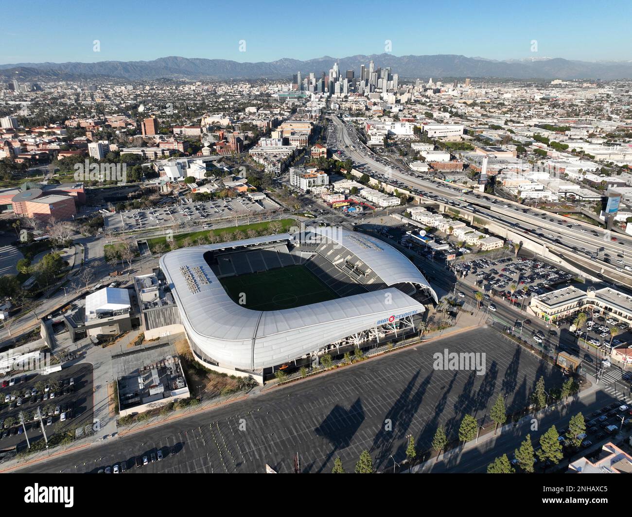 A general overall aerial view of BMO Stadium, formerly Banc of ...
