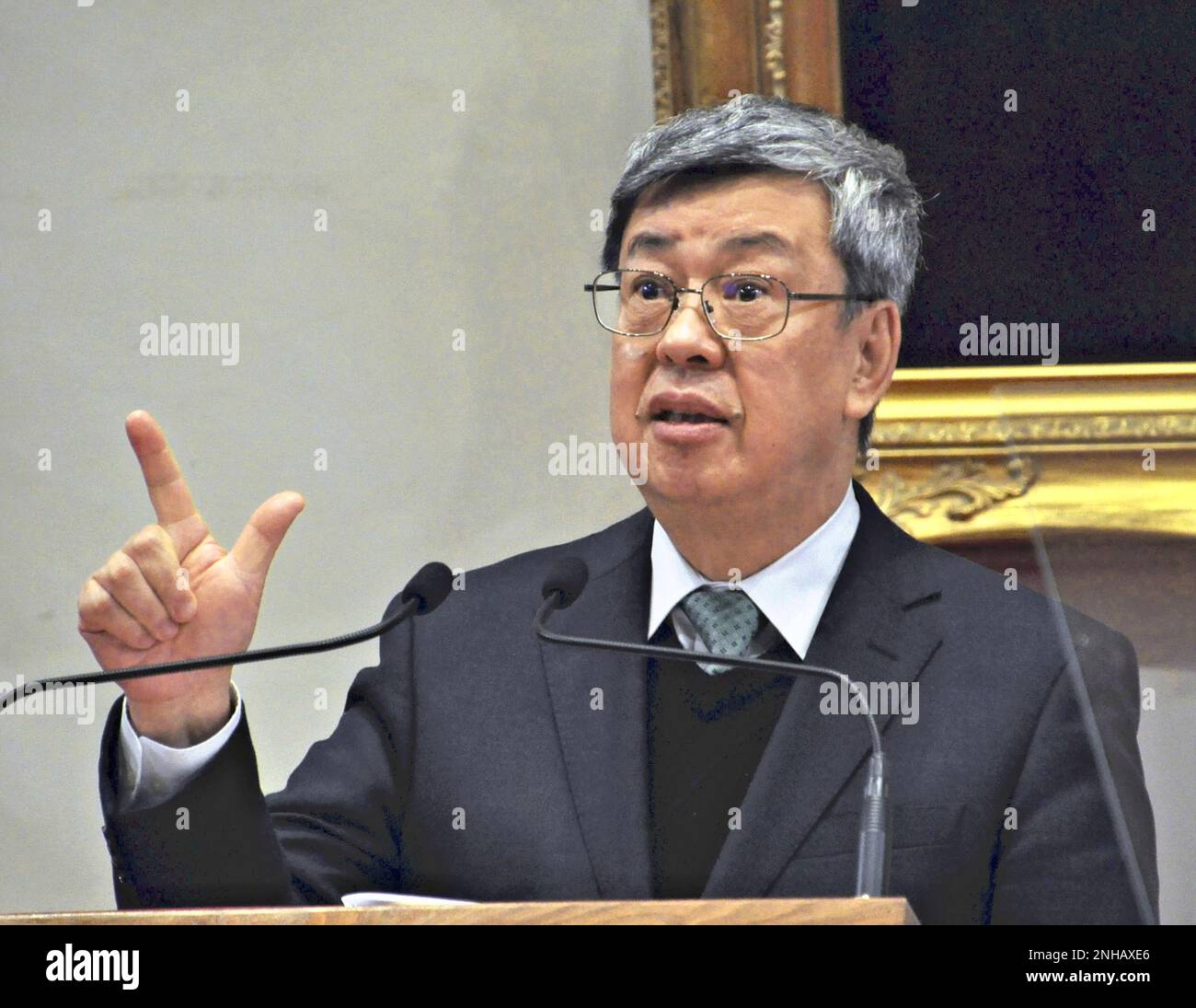 Taiwan former vice president Chen Chien-jen attends a press conference ...