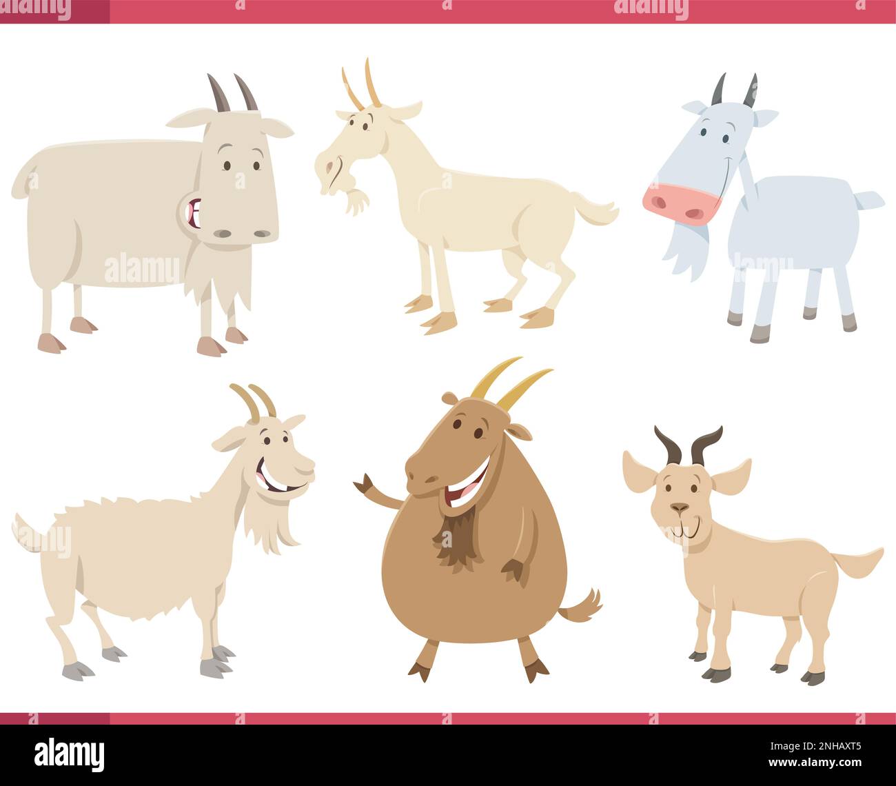 Cartoon illustration of funny goats farm animals comic characters set ...