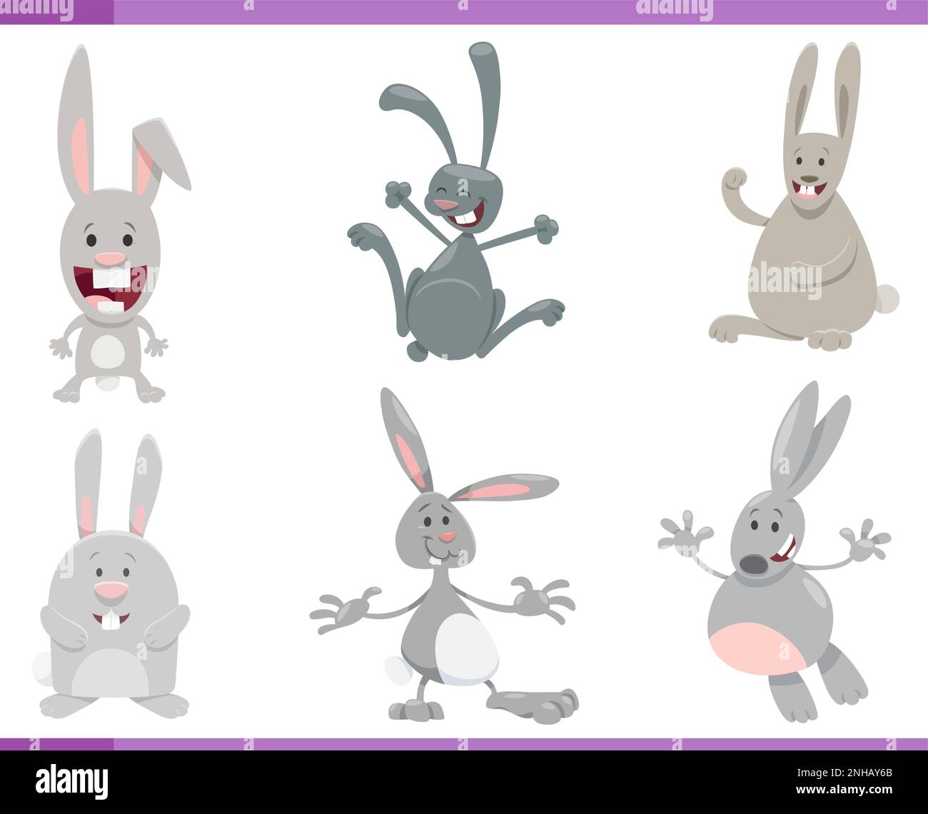 Cartoon illustration of funny rabbits farm animals comic characters set ...