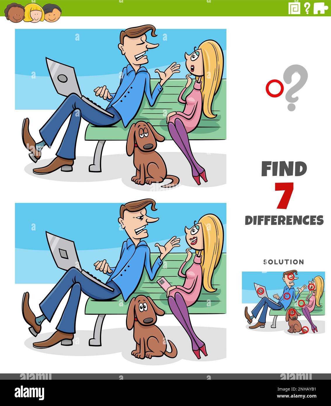 Cartoon illustration of finding the differences between pictures ...