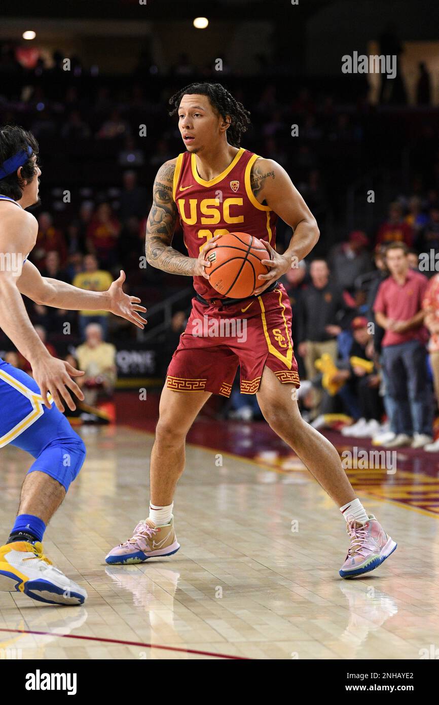 LOS ANGELES, CA - JANUARY 26: USC Trojans guard Tre White (22) drives ...