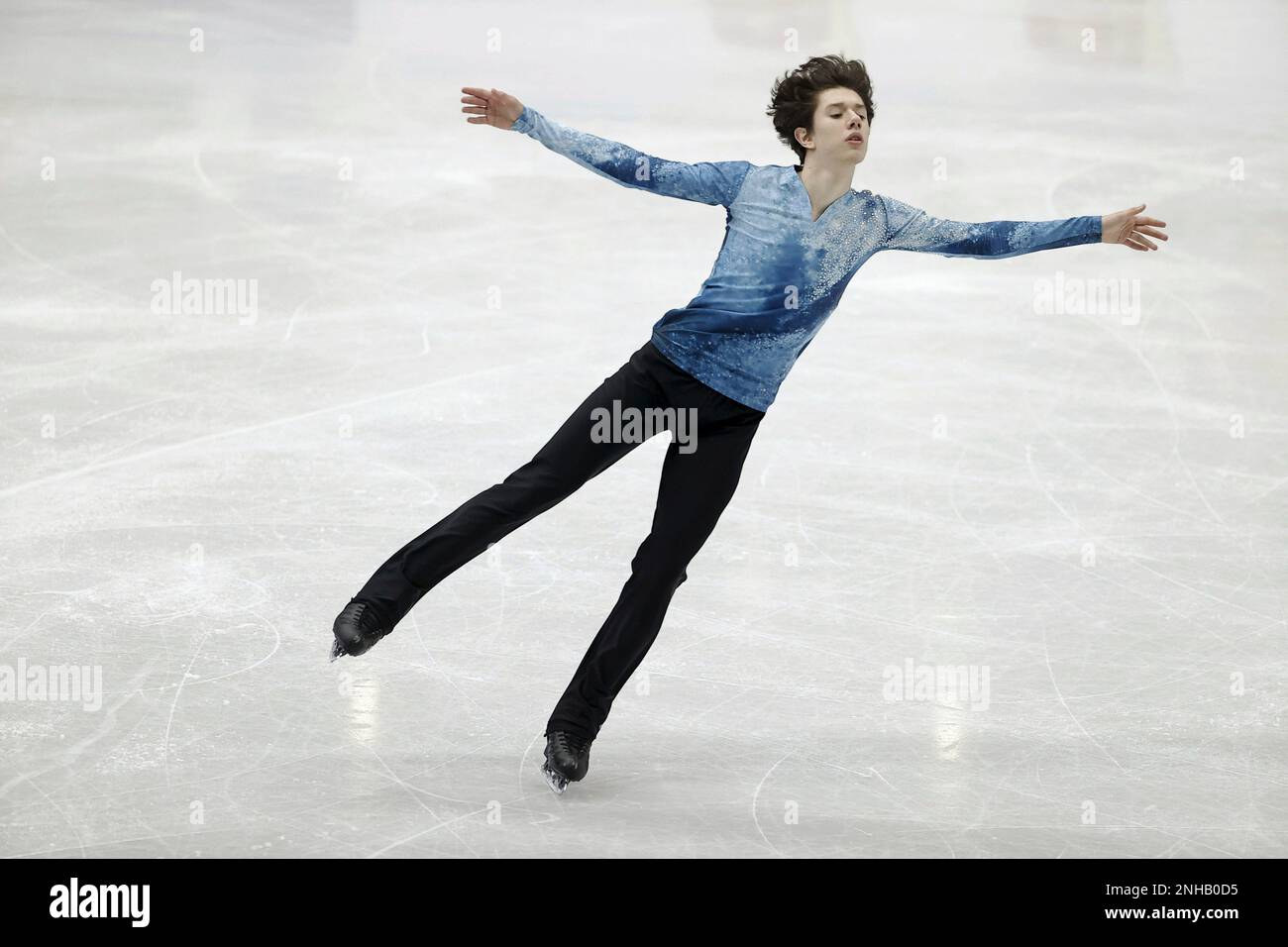 Aleksandr Vlasenko of Hungary performs during men's free skating at the ...