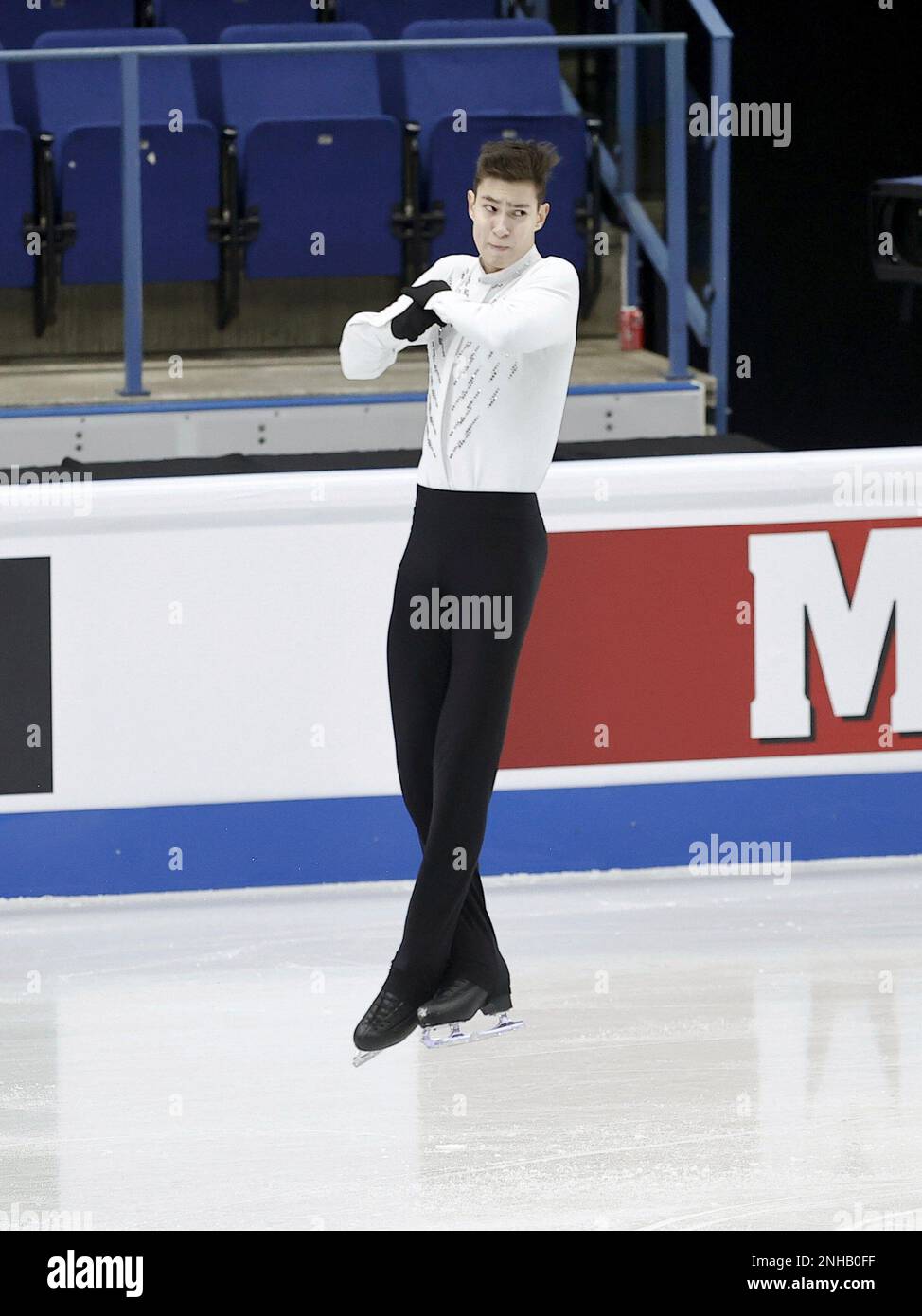 Aleksandr Vlasenko of Hungary performs during men's free skating at the ...