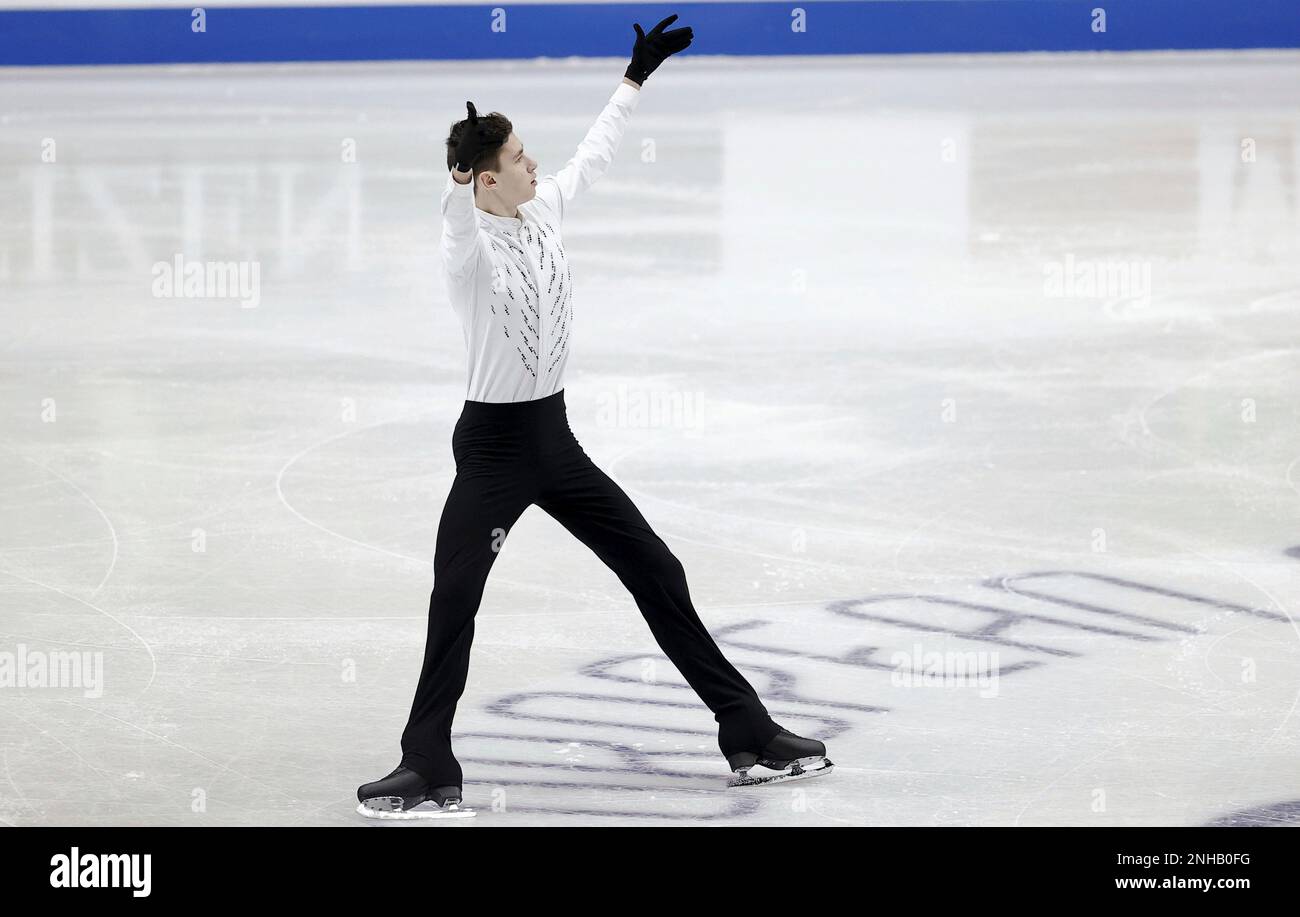 Aleksandr Vlasenko of Hungary performs during men's free skating at the ...
