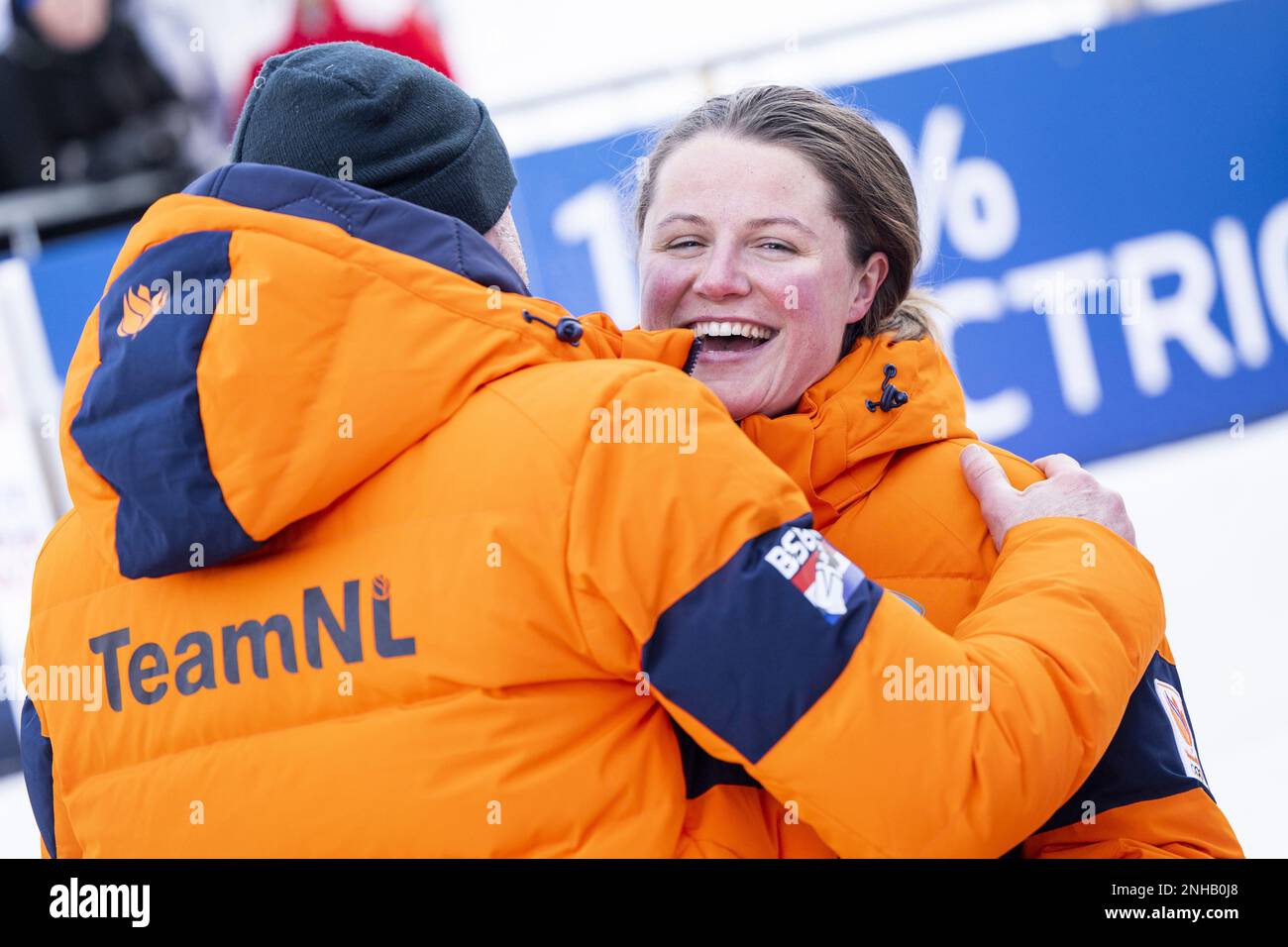 Second placed Kimberley Bos of Netherlands, right, reacts after the ...