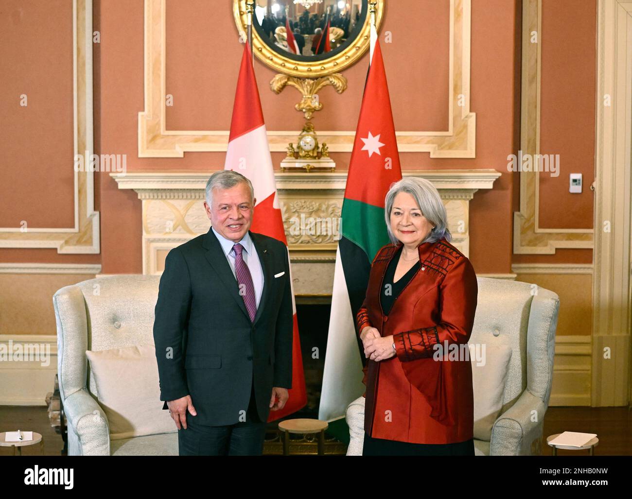 Gov. Gen. Mary Simon meets with King Abdullah II of Jordan at Rideau ...