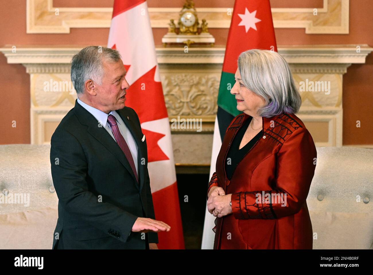 Gov. Gen. Mary Simon meets with King Abdullah II of Jordan at Rideau ...