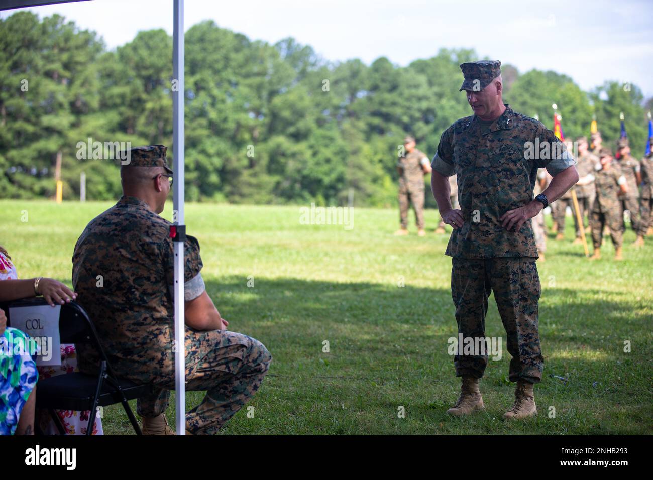 U.S. Marine Corps Maj. Gen. Julian D. Alford, left, commanding general ...
