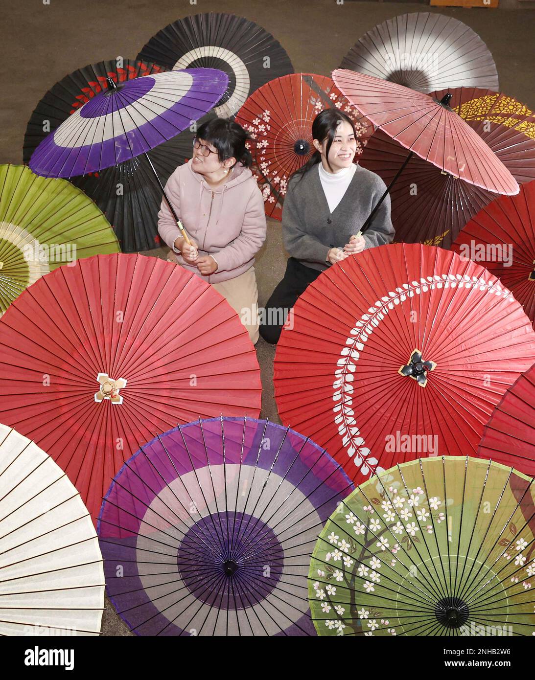 Craftsmen hold Gifu Wagasa, special Japanese umbrellas of the city of ...