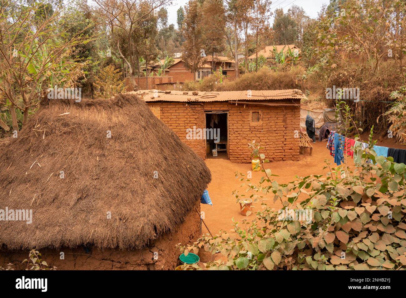 Karatu, Tanzania - October 16th, 2022: Traditional hutS made of mud ...