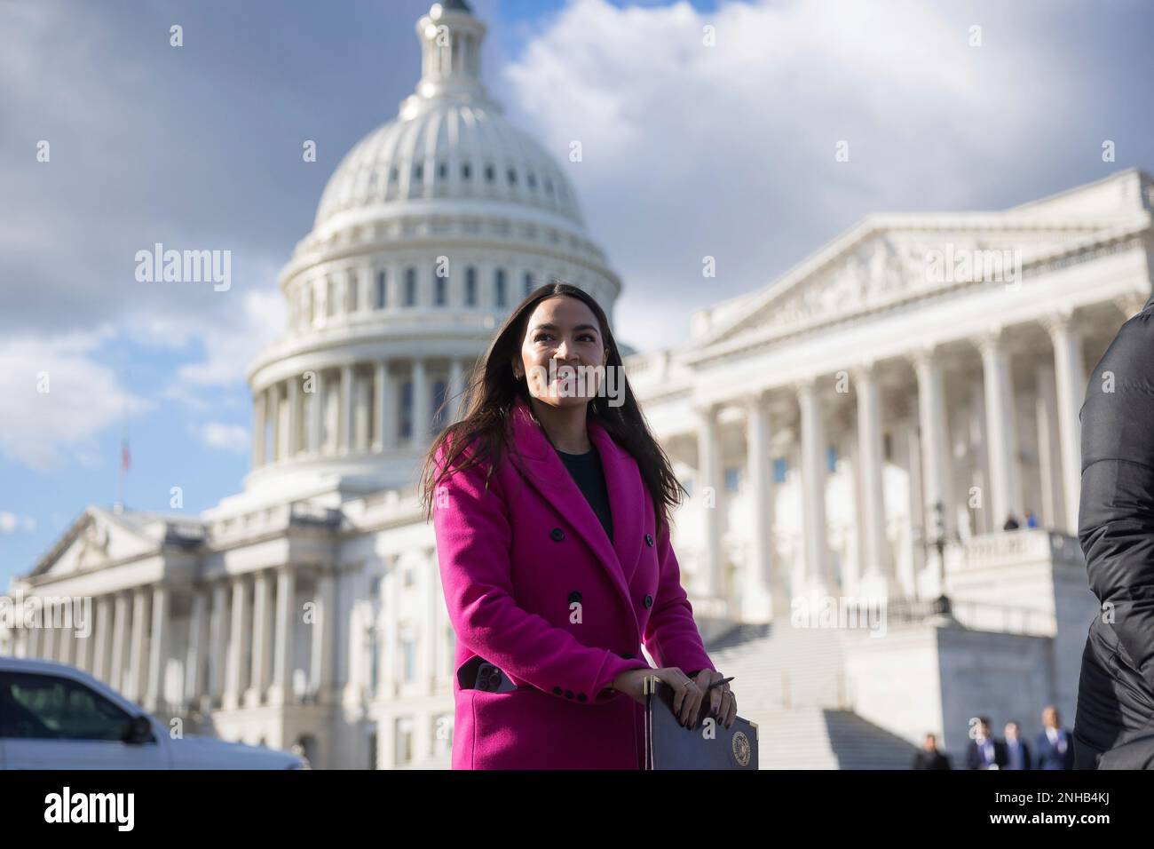 Rep. Alexandria Ocasio-Cortez (D-N.Y.) arrives for a press conference ...