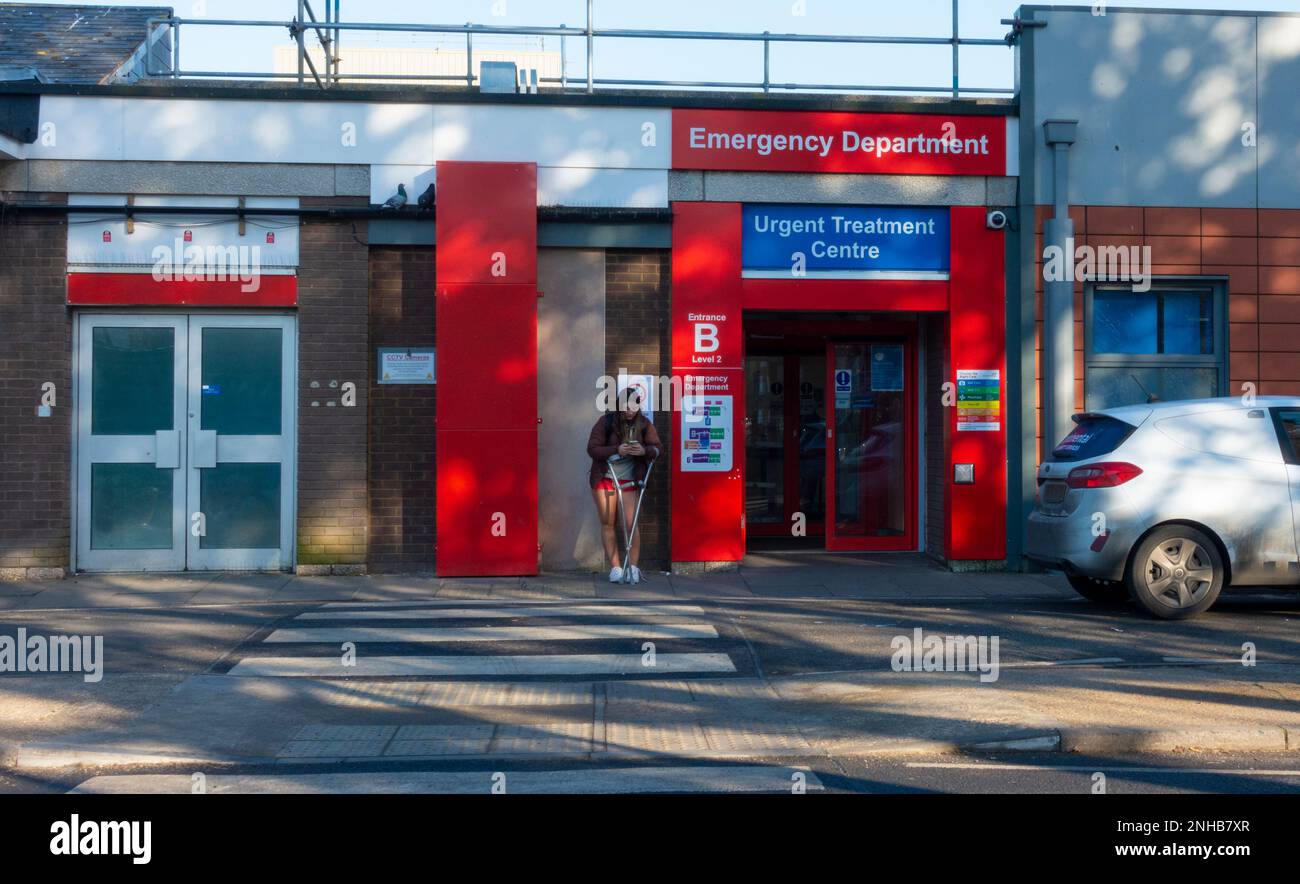 Eastbourne district general NHS hospital Emergency department, young ...