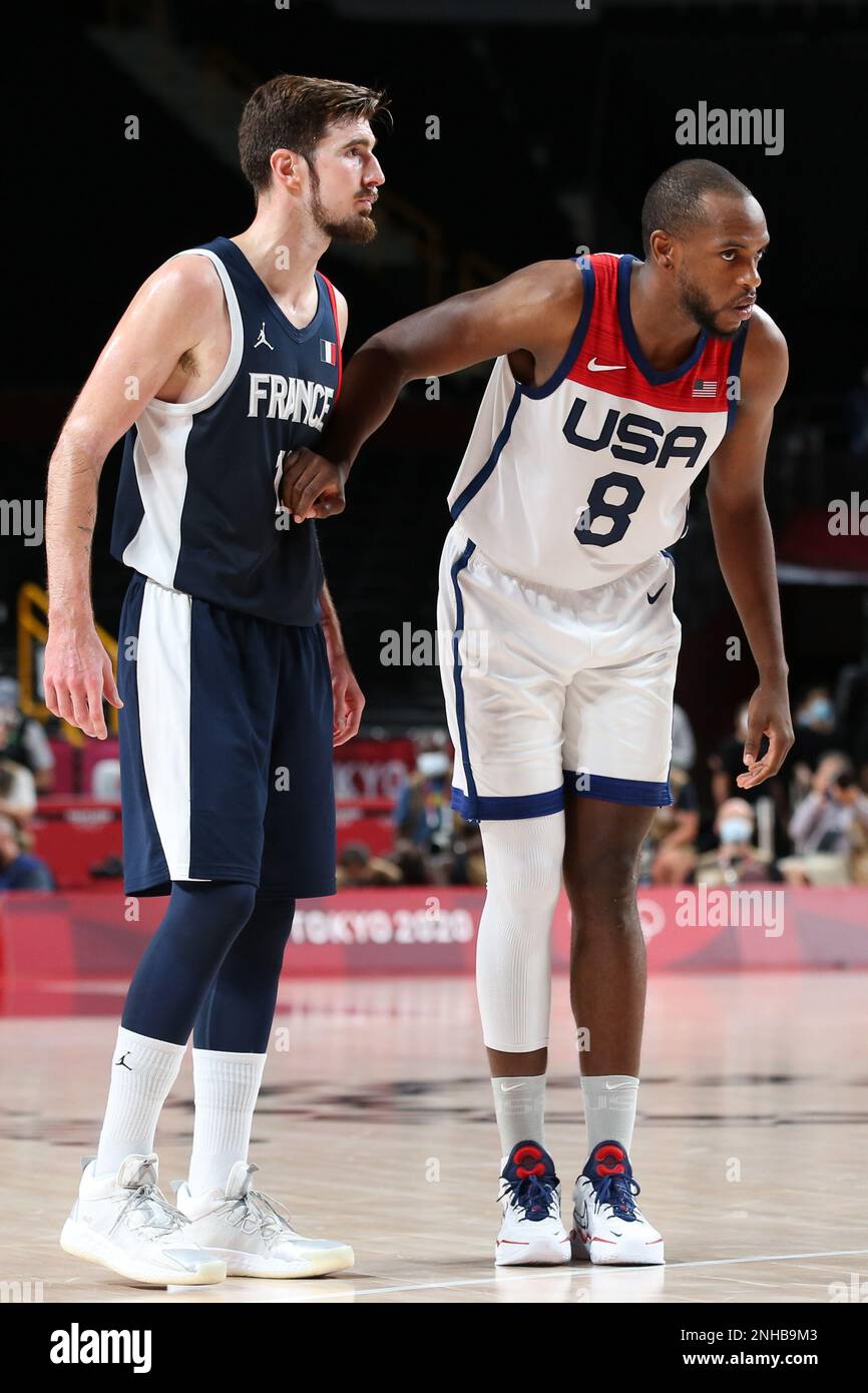 AUG 7, 2021: Nando de Colo of France and Khris Middleton of United ...