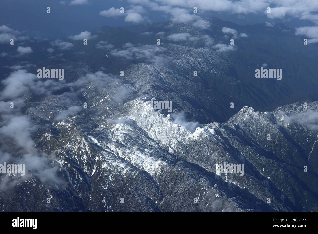 An aerial photo shows Yaku-shima Island in Yakushima Town, Kagoshima ...