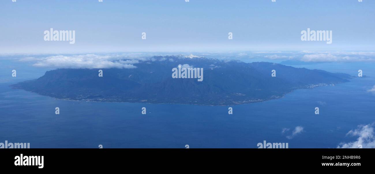 An aerial photo shows Yaku-shima Island in Yakushima Town, Kagoshima ...