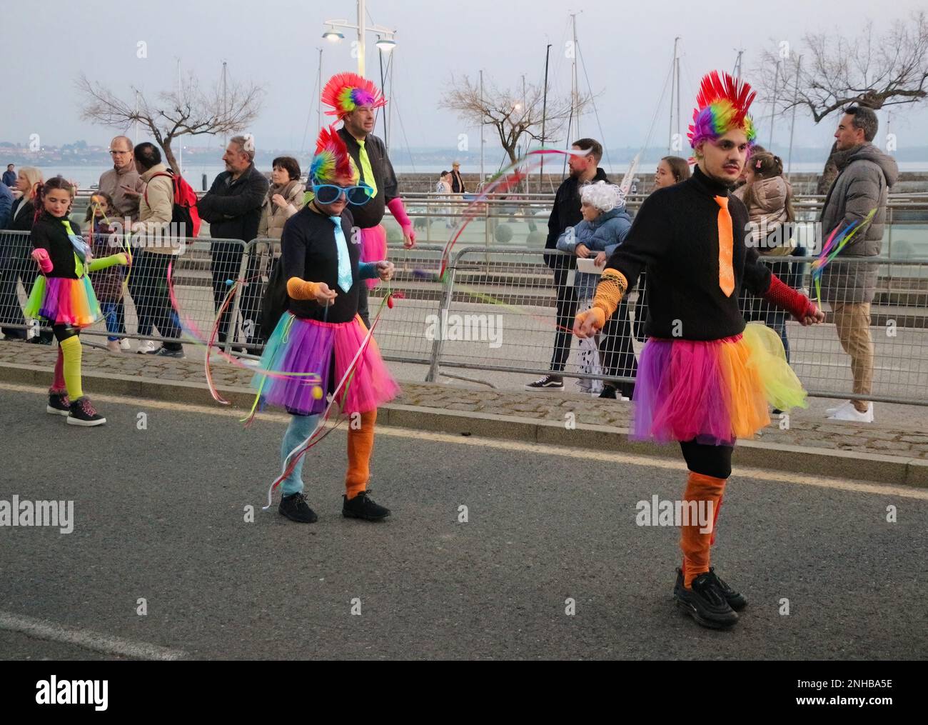 Evening carnival parade in the Spanish north coast city of Santander ...