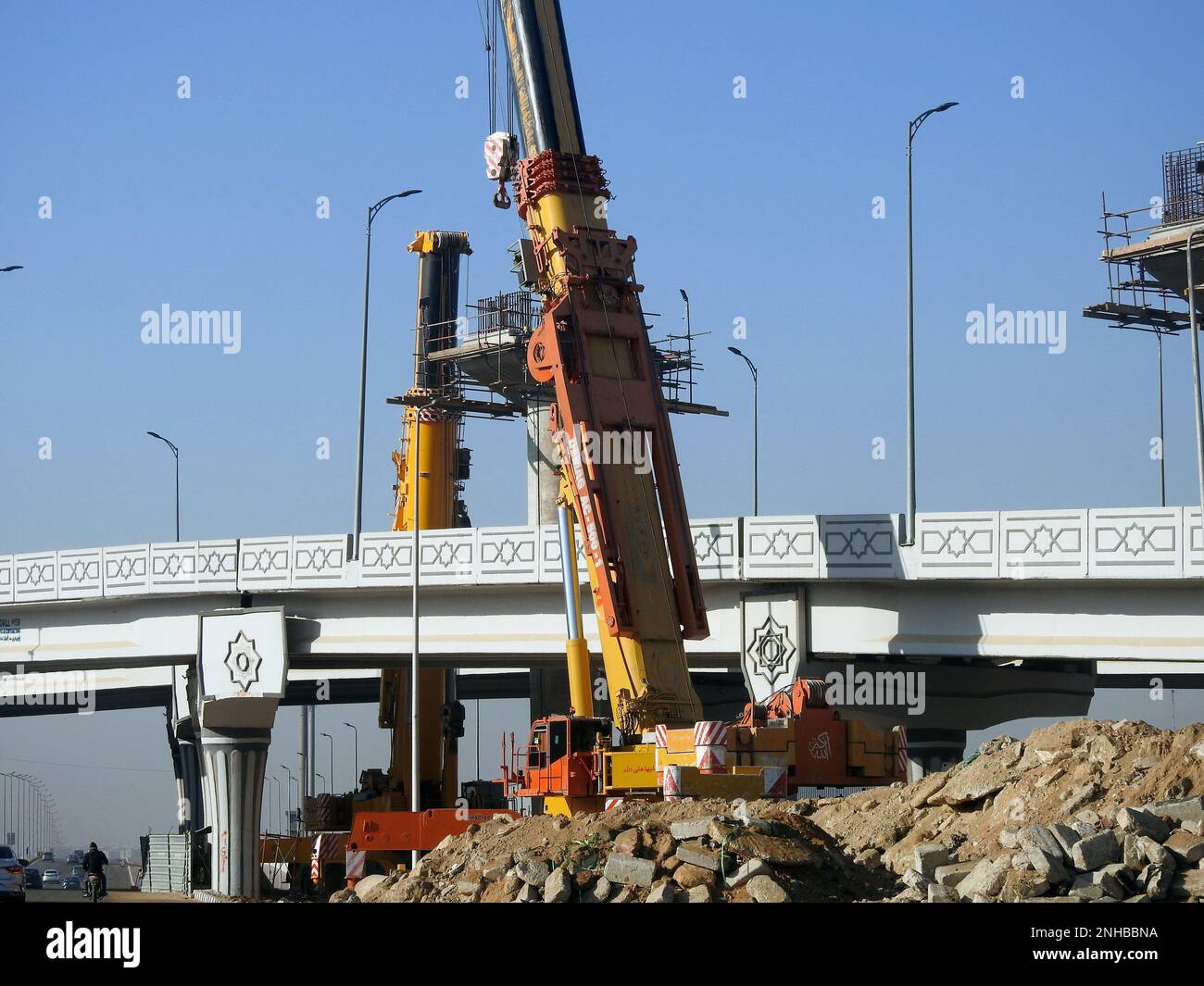 Cairo, Egypt, February 16 2023: Construction site of new Cairo monorail ...
