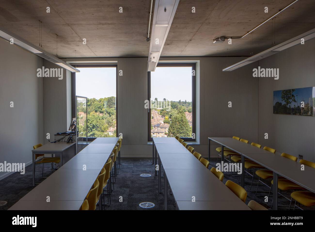 Classroom, with two large windows looking out on to the local park ...