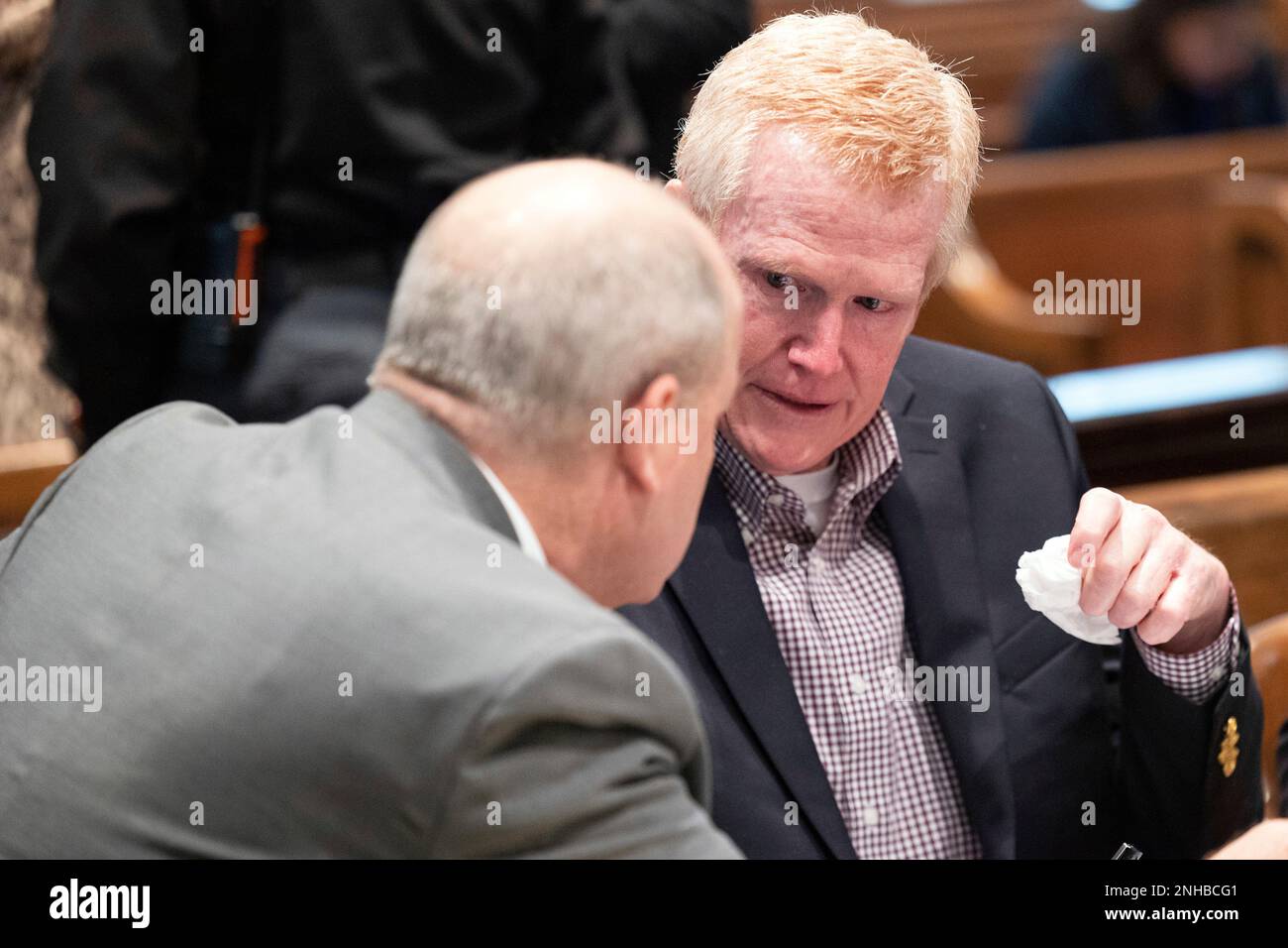 Attorney Jim Griffin speaks with Alex Murdaugh tears up after the jury ...