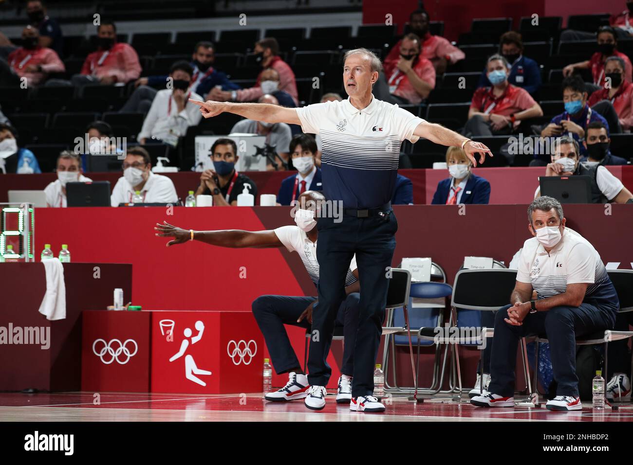 AUG 7, 2021: head coach Vincent Collet of France in the Men's ...