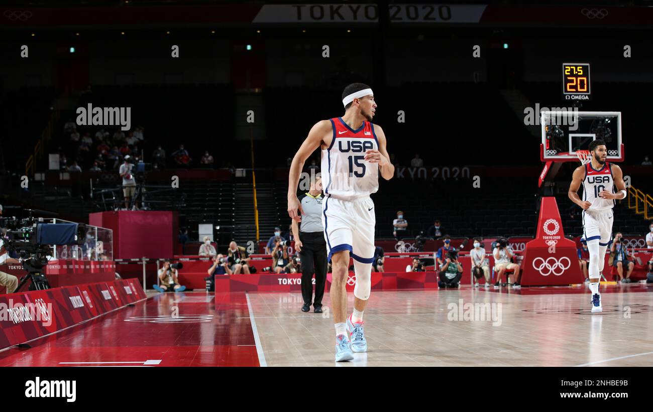 AUG 7, 2021: Devin Booker of United States in the Men's Basketball ...