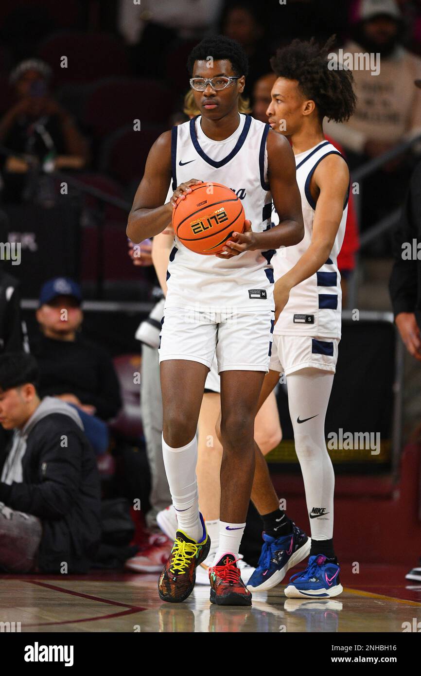 LOS ANGELES, CA - JANUARY 07: Sierra Canyon guard Bryce James warms up ...
