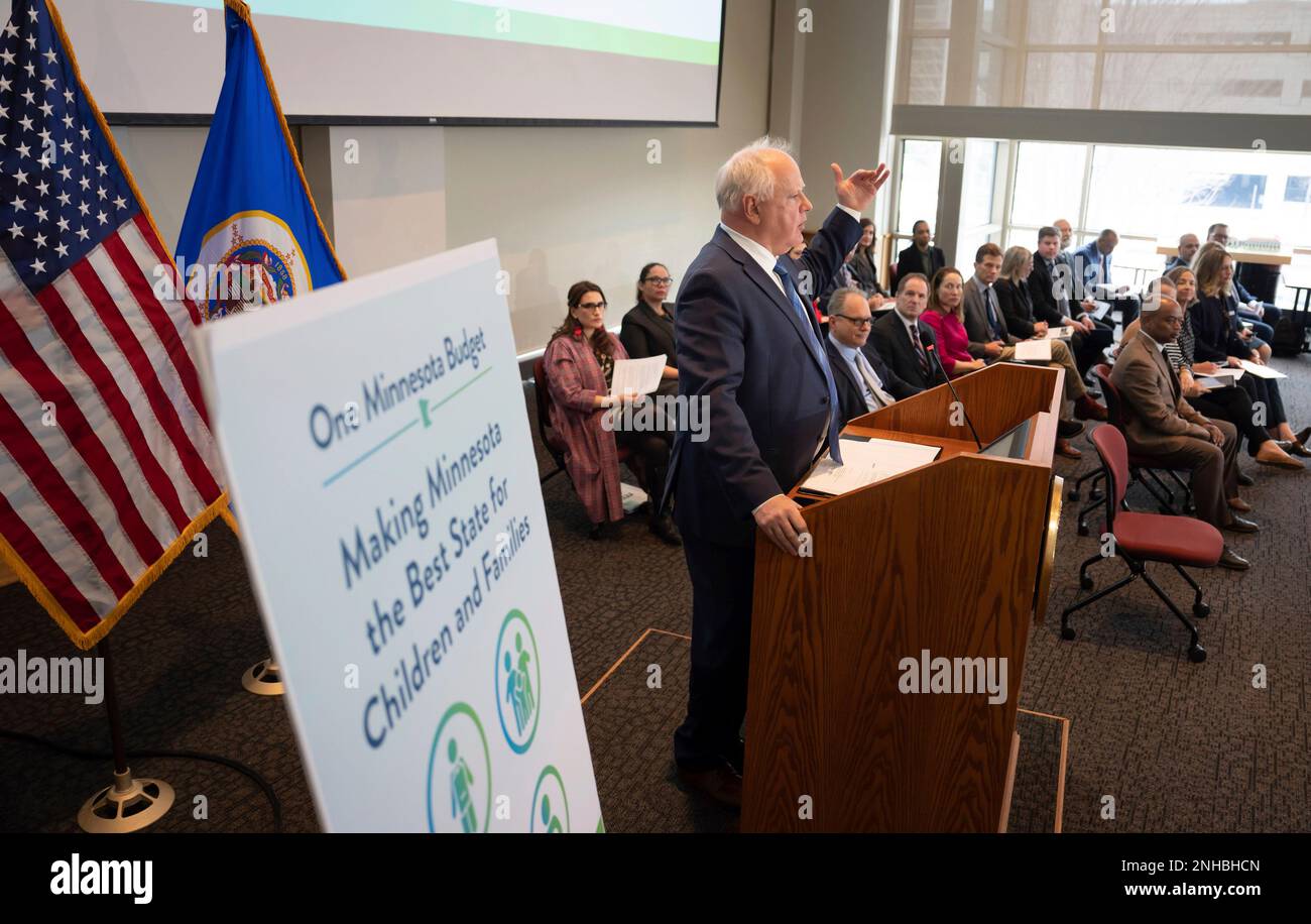 With his entire cabinet in the background, Gov. Tim Walz unveiled his ...