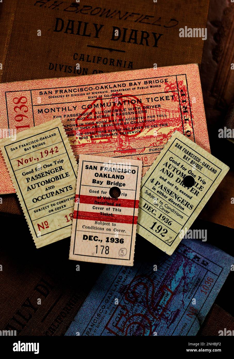 Toll tickets from 1936 and 1942 kept at the archives at Caltrans ...