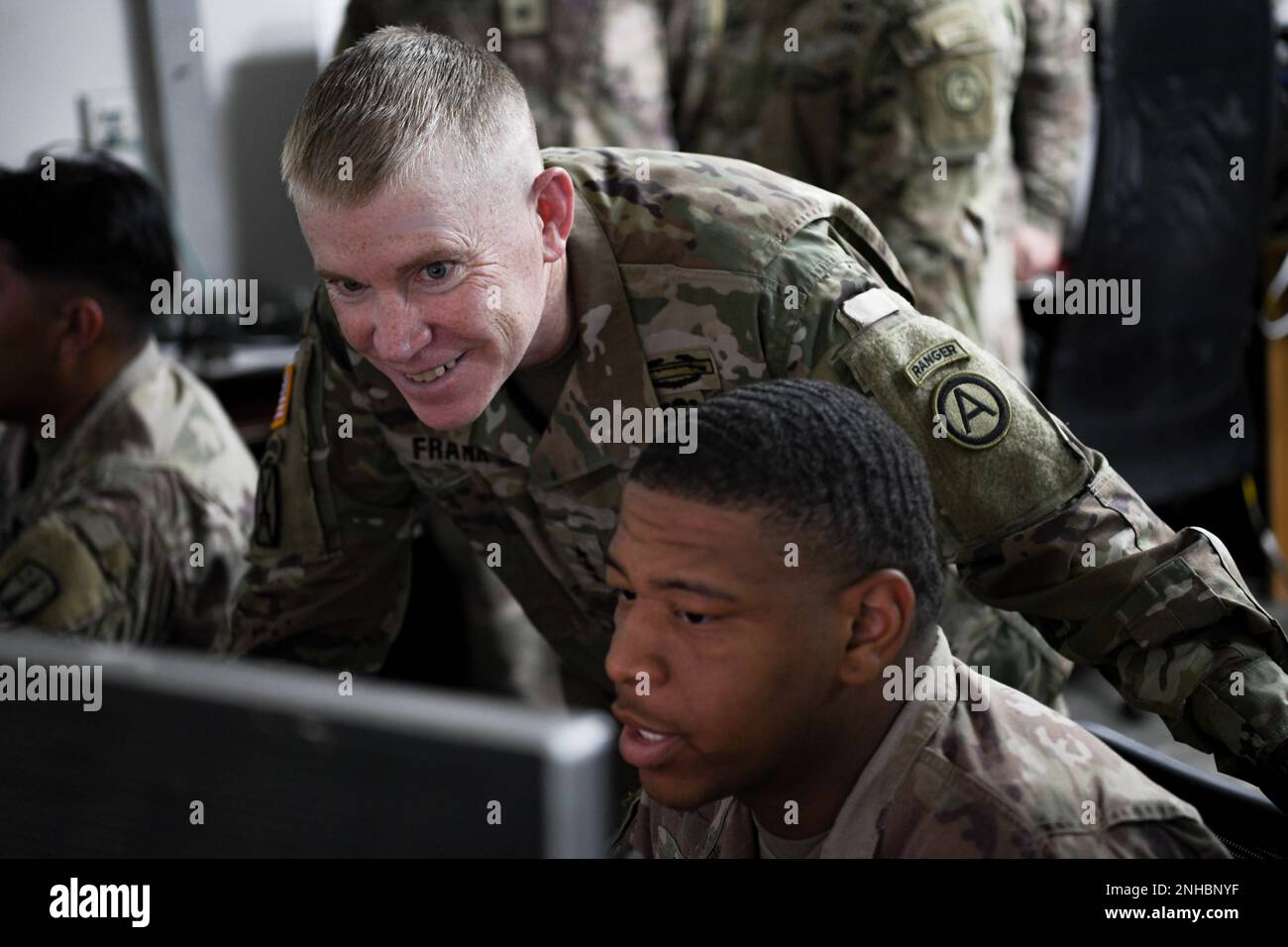 Spc. Malik Jenkins, a joint warning system operator, briefs Lt. Gen ...