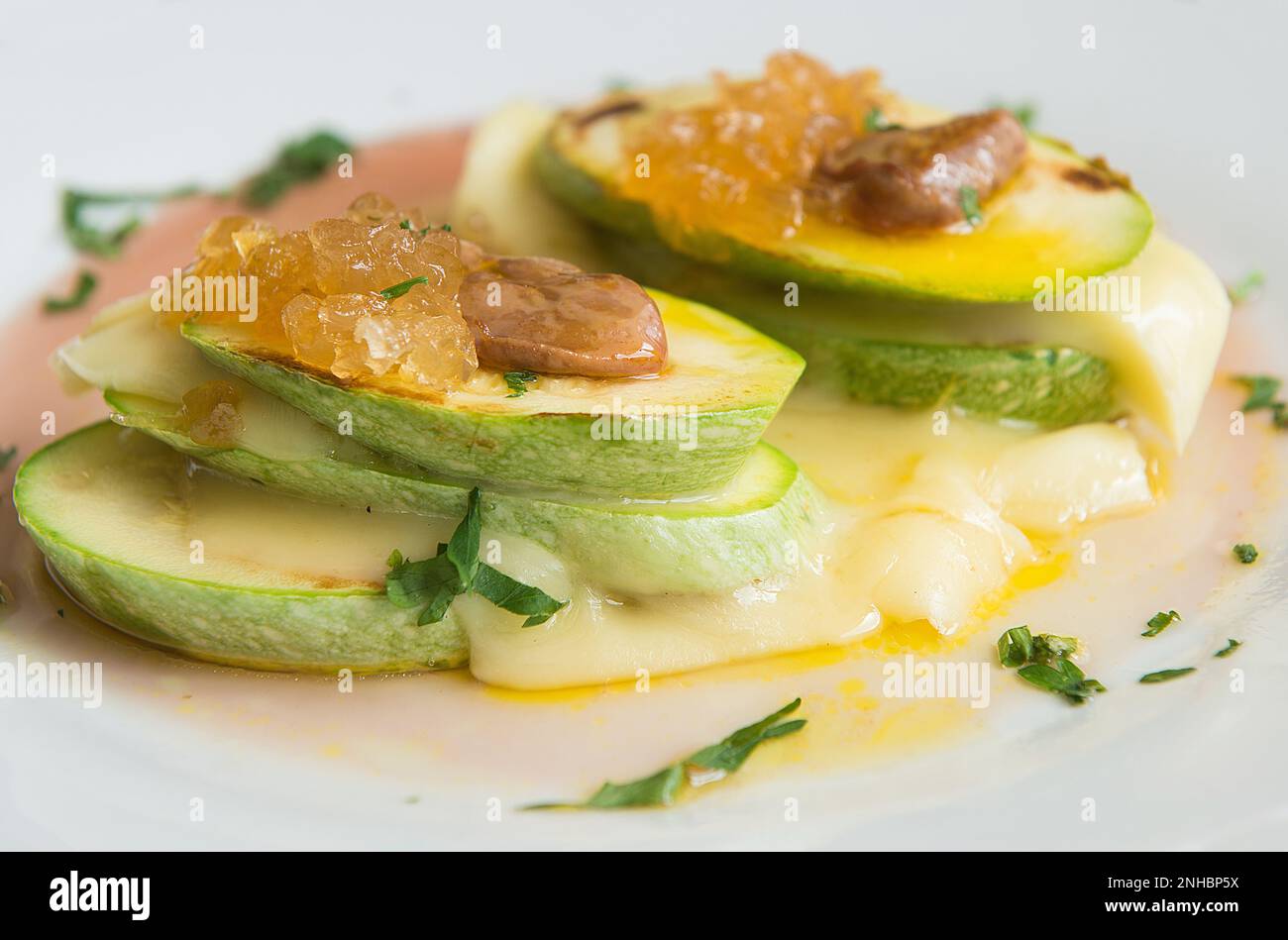 delicious vegetarian dish based on courgettes Stock Photo - Alamy