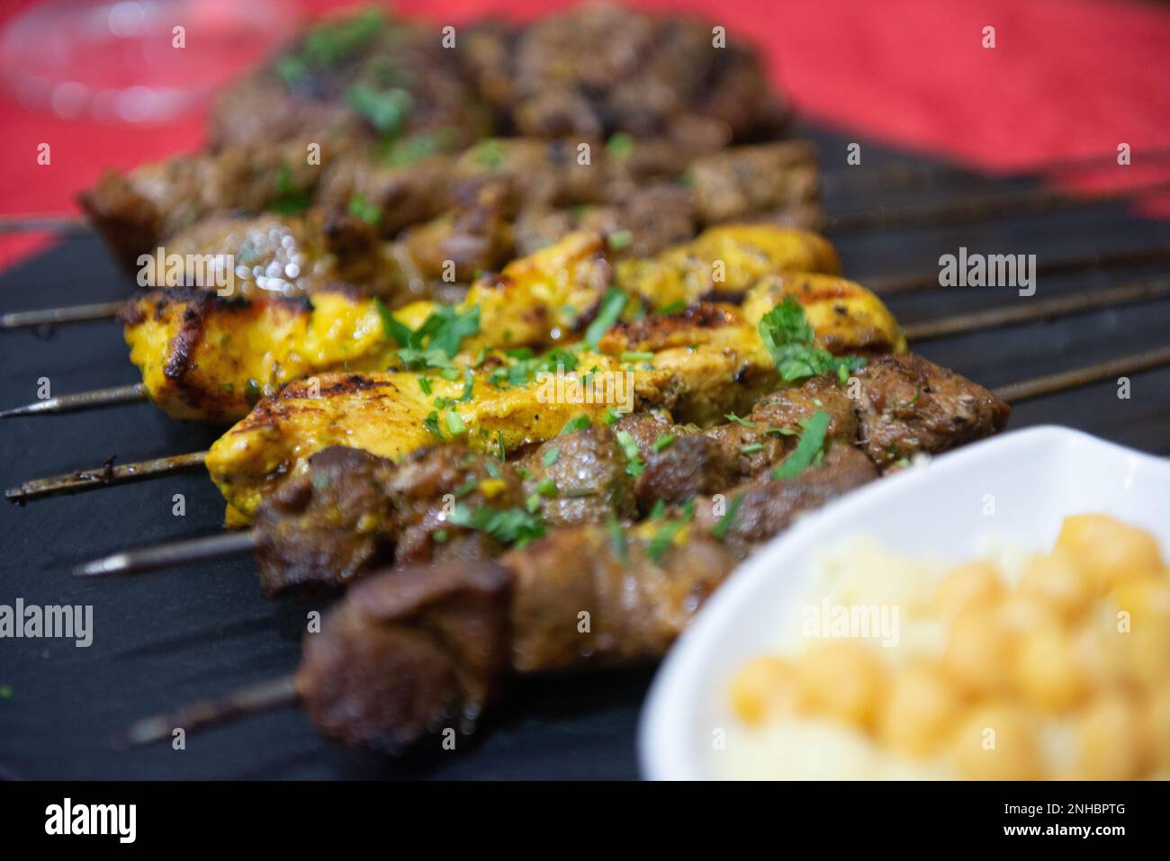 Delicious Moorish skewers based on beef and chicken Stock Photo - Alamy