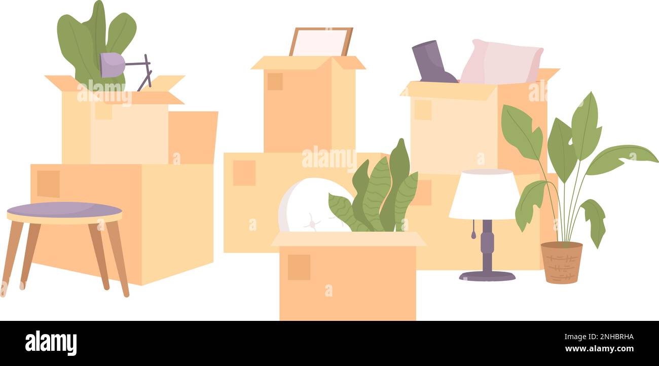 Moving house boxes chaos Stock Vector Images - Alamy