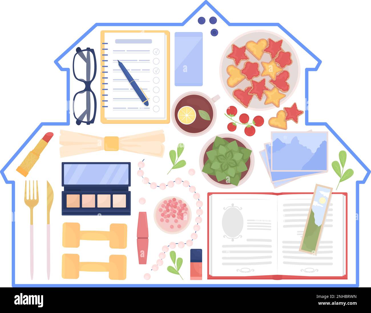 Organizing stuff in home flat concept vector spot illustration Stock ...