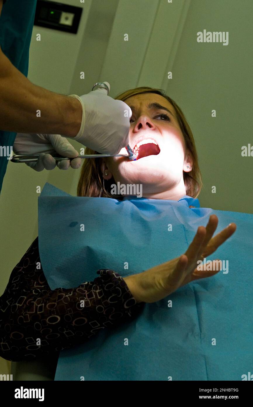Dental Implantology, Scared Patient Stock Photo - Alamy