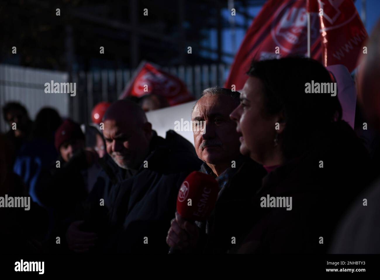 The secretary general of UGT, Pepe Álvarez, attends a rally in front of ...