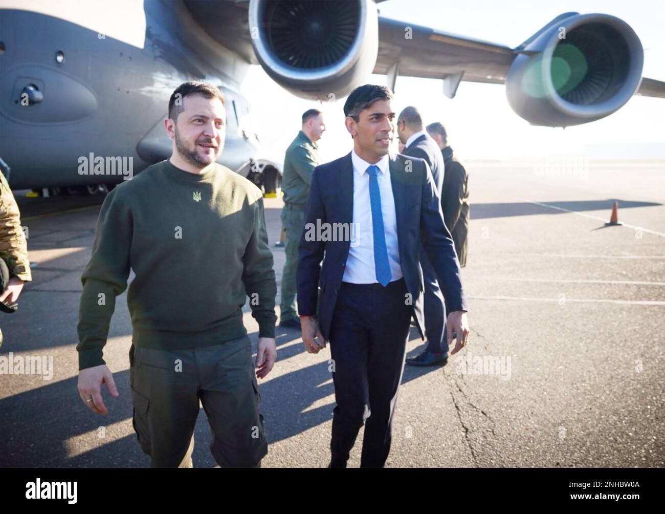 VOLODYMYR ZELENSKY President of Ukraine is greeted by with UK Prime ...