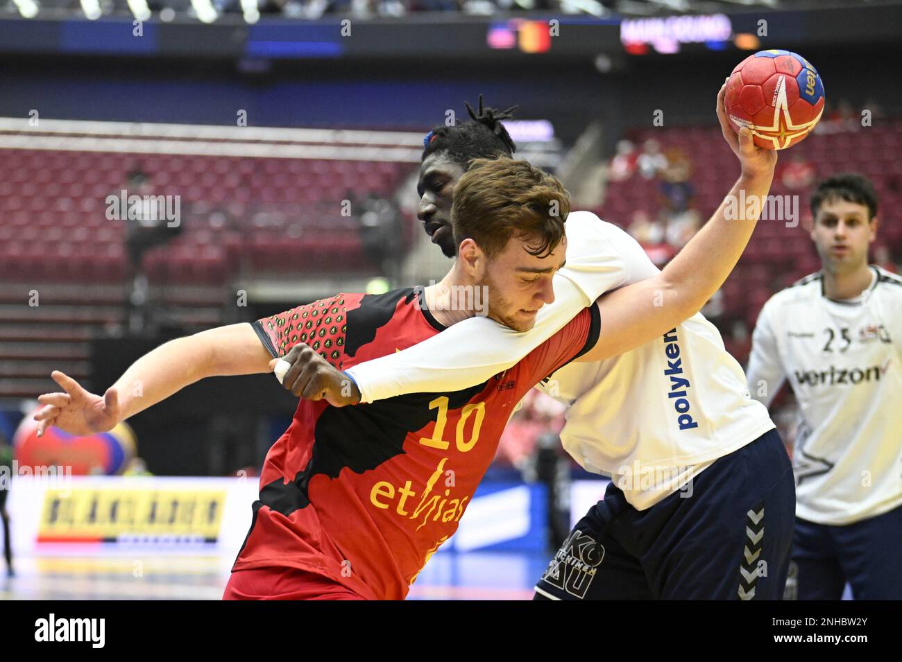 Belgium's Raphael Kotters, left, and USA's Aboubakar Fofan in action ...