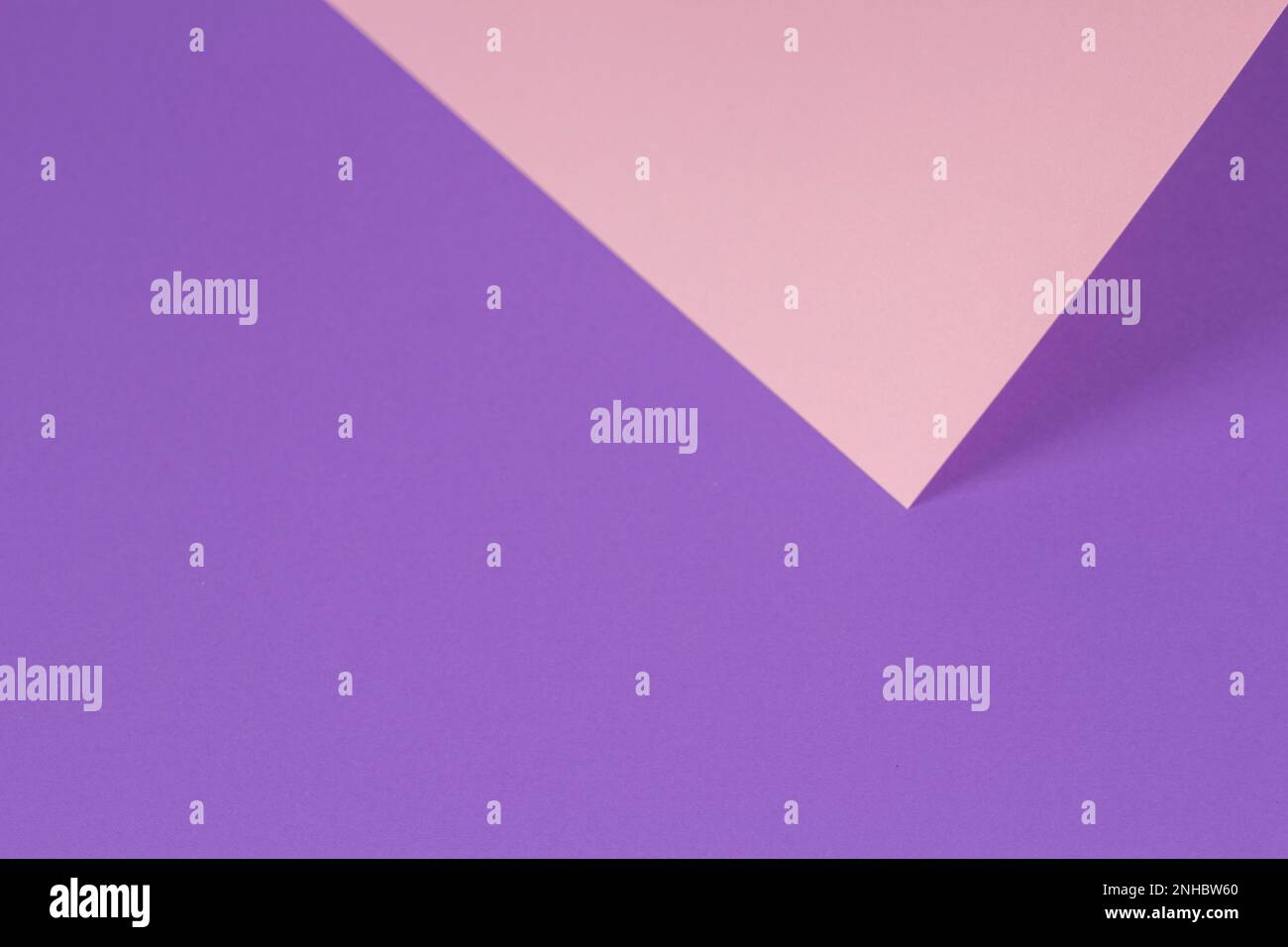 Blank pastel pink paper sheet card note with shadow on violet purple ...