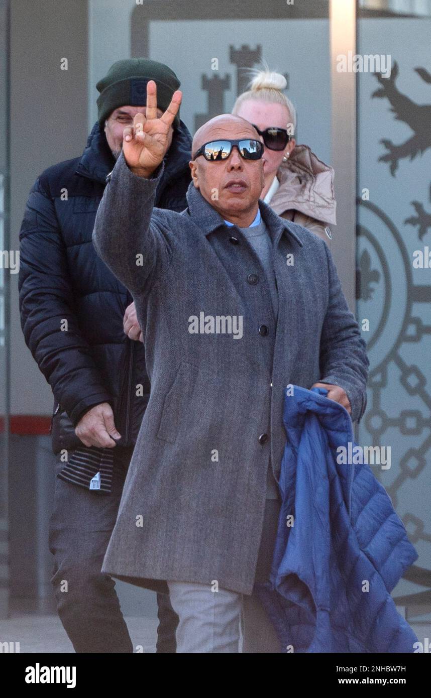One of the members of the 'Hells Angels', leaving a trial at the ...