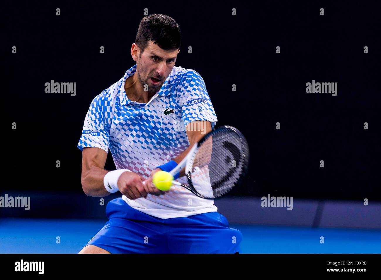 MELBOURNE, VIC - JANUARY 23: Novak Djokovic of Serbia in action during ...