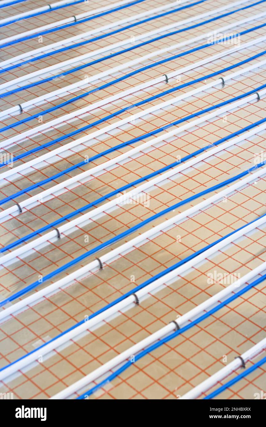 Underfloor heating system installation. Individual Heating Stock Photo ...
