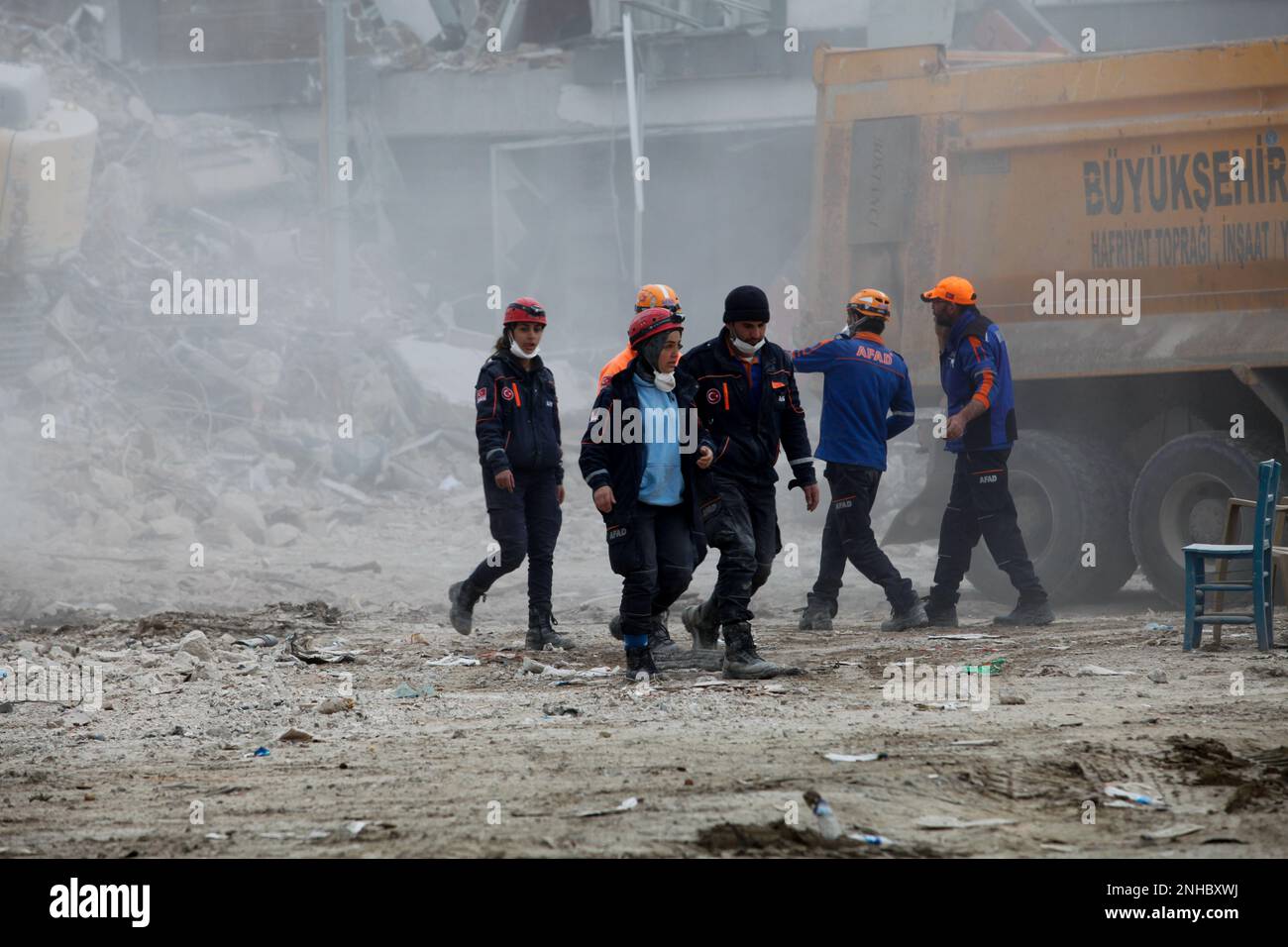 February 21, 2023, Antakya, Hatay province, Turkiye: Antakya, Turkiye. 21 February 2023. Police ...