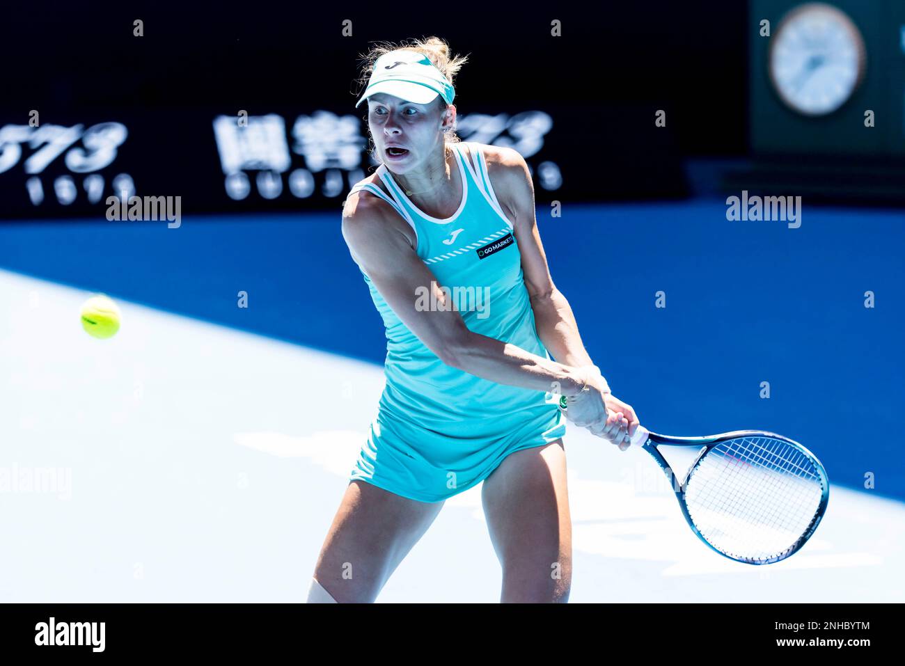 MELBOURNE, VIC - JANUARY 23: Magda Linette of Poland in action during ...