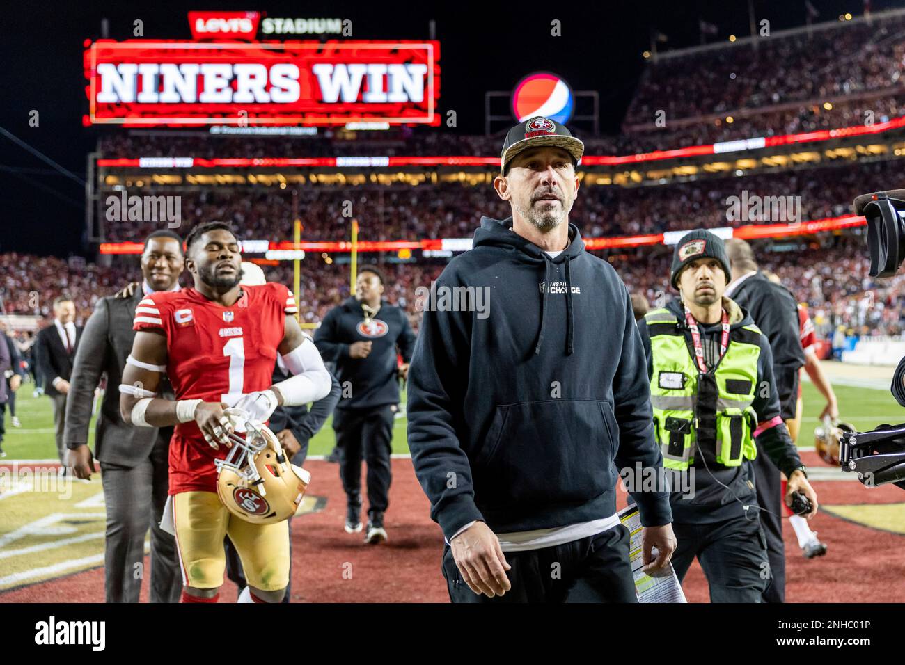 SANTA CLARA, CA - JANUARY 22: San Francisco head coach Kyle Shanahan ...