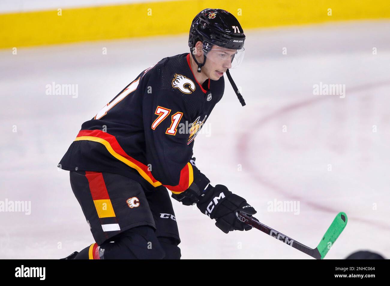 NHL profile photo on Calgary Flames player Walker Duehr at a game ...