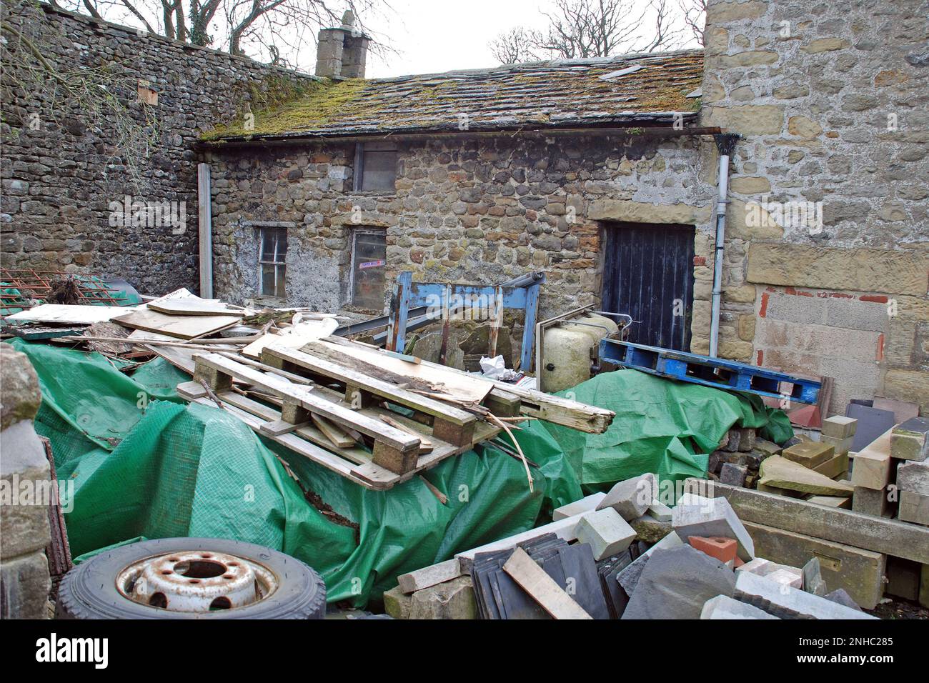 Partial restoration or rebuild at church lane long preston hi-res stock ...