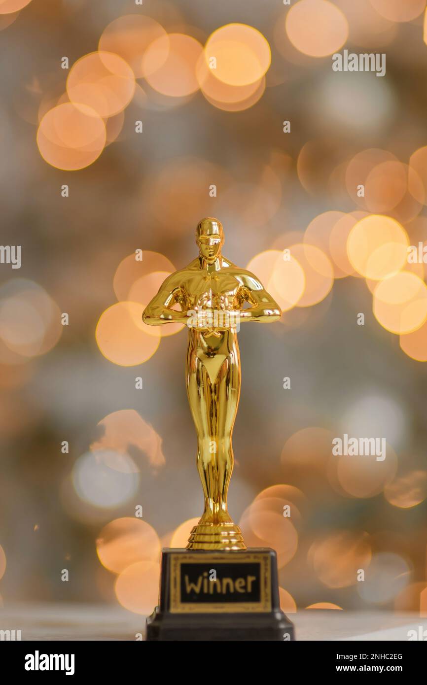 Hollywood gold oscars trophy figurine imitation seen during an award ...