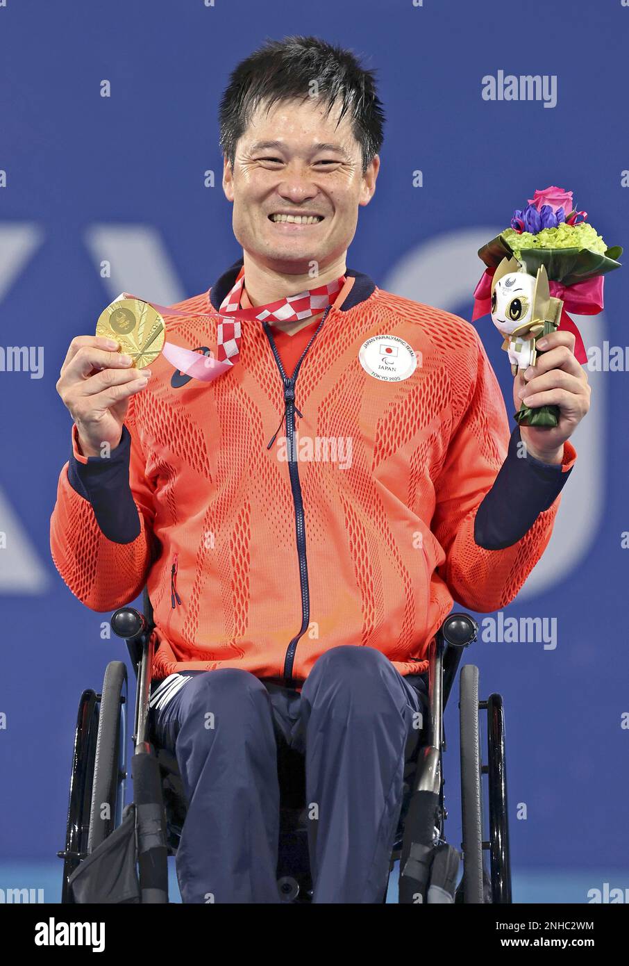 A file photo shows Japan's Shingo Kunieda celebrates with his gold ...